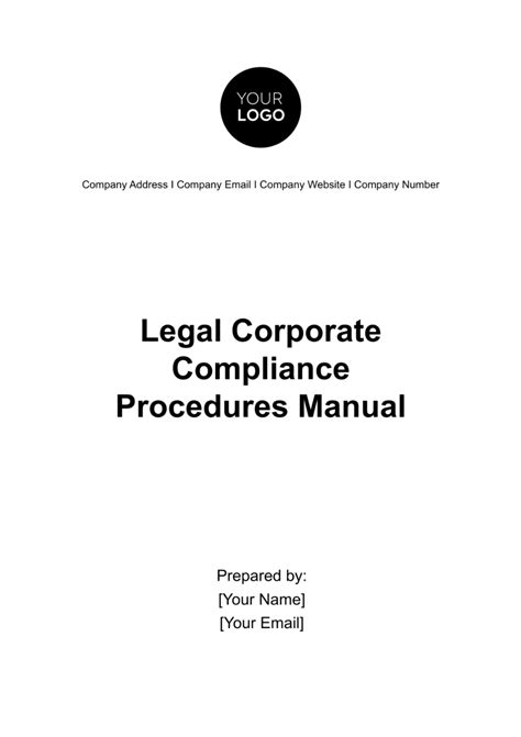 Free Legal Corporate Compliance Procedures Manual Template To Edit Online