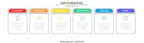 Five Rectangular Elements Connected By Arrows Stock Vector Royalty