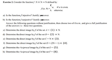 Solved Exercise Consider The Function F NNN Defined By Chegg