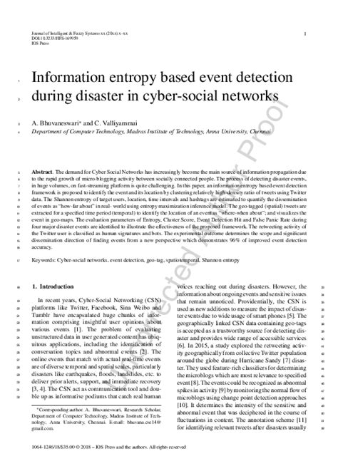 Pdf Information Entropy Based Event Detection During Disaster In