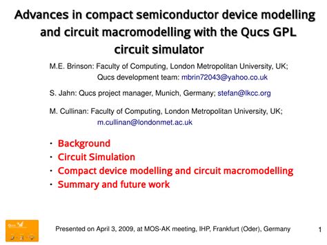 Pdf Advances In Compact Semiconductor Device Modelling And Circuit