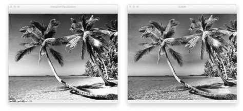 opencv histogram equalization and adaptive histogram equalization