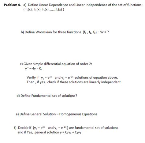 Solved M 4 A Define Linear Dependence And Linear