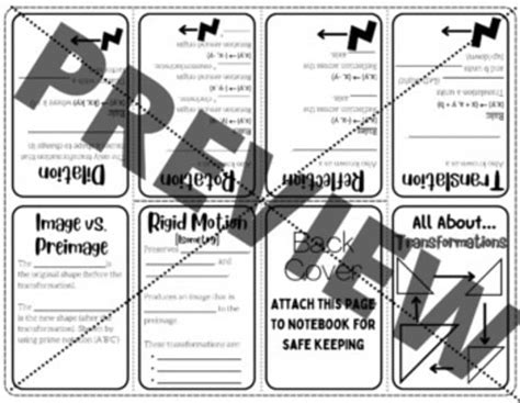 Transformations Notes Foldable Book Interactive Notes Low Prep
