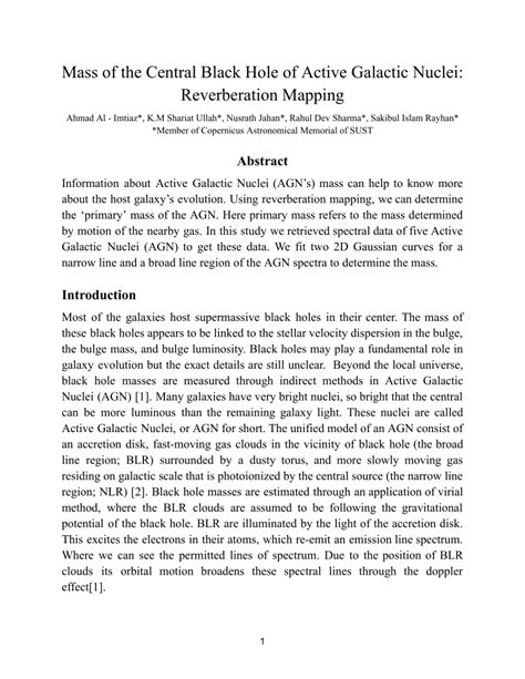 Pdf Mass Of The Central Black Hole Of Active Galactic Nuclei Reverberation Mapping