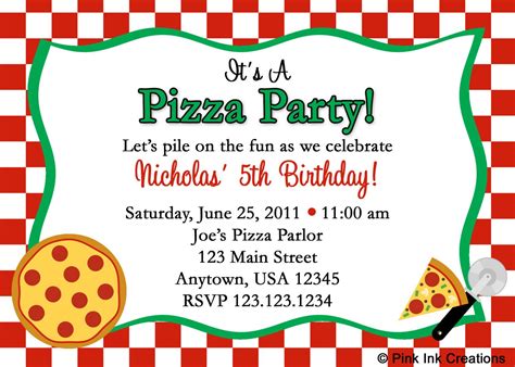 Pizza Party Invitation Template Free