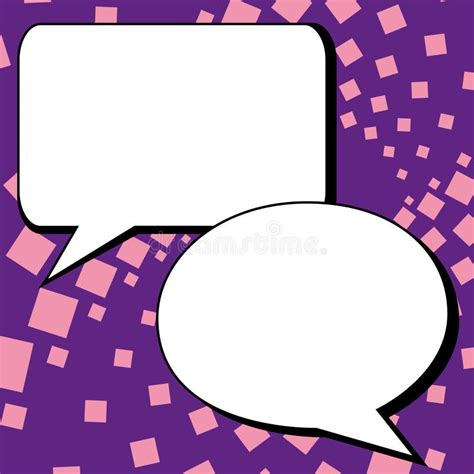 Two Big White Empty Speech Bubbles For Text Square And Oval Dialog Boxes On Bright Colored