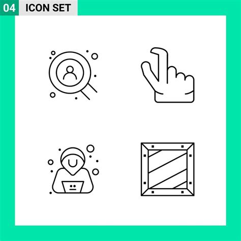 Pack Of 4 Line Style Icon Set Outline Symbols For Print Creative Signs Isolated On White