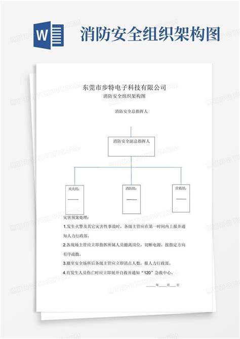 消防安全组织架构图word模板下载 编号qxrbrxrb 熊猫办公