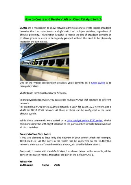 How To Create And Delete Vlan On Cisco Catalyst Switch Docx Computer Networking Computing