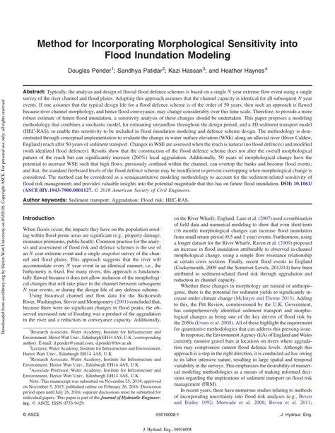 Pdf Method For Incorporating Morphological Sensitivity Into Flood