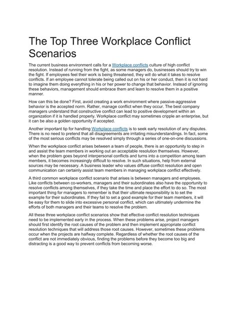 The Top Three Workplace Conflict Scenarios