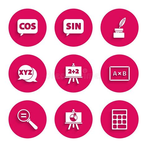 Set Chalkboard With Diagram Calculator Calculation Xyz Coordinate System Feather And