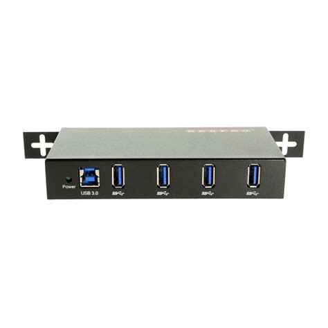 USB 3 0 4 Port Rugged Industrial Din Rail Mount Hub W Power Adapter