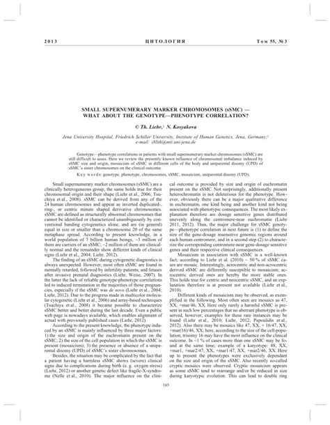 Pdf Small Supernumerary Marker Chromosomes Ssmc What About The Genotype Phenotype Correlation