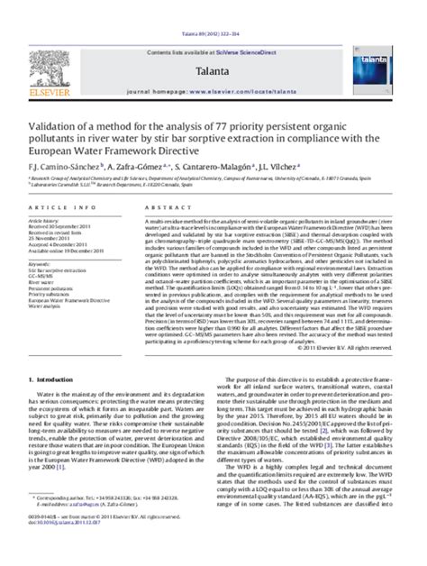 Pdf Validation Of A Method For The Analysis Of 77 Priority Persistent Organic Pollutants In