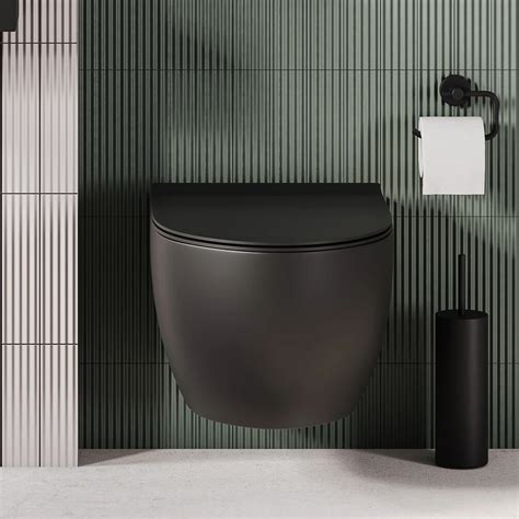 Zero 3 Matt Black Rimless Wall Hung Toilet And Soft Close Seat