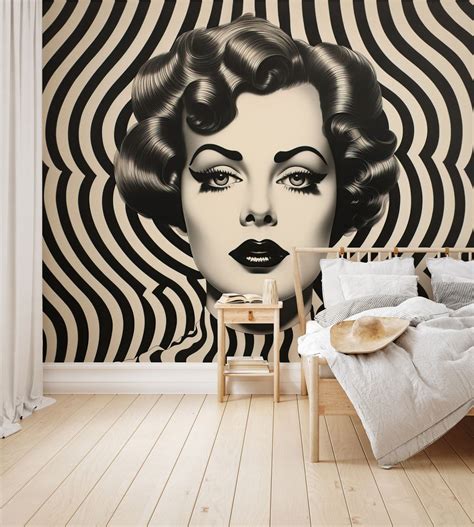 Vintage Wallpaper Beautiful Retro Women Wall Decor Home Renovation Wall Art Peel And