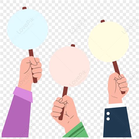 손을 잡고 빈 현수막 일러스트플랜카드패를 쓰다다인종 Png 일러스트 무료 다운로드 Lovepik