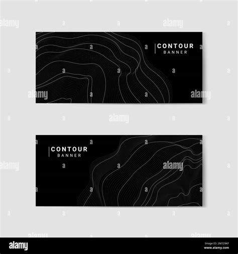 Black And White Abstract Map Contour Lines Banners Set Stock Vector Image And Art Alamy