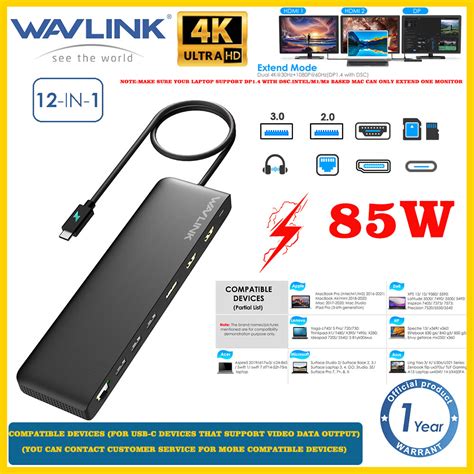 Wavlink USB C Triple Display Laptop Docking Station In Converter Type C To K Hz Display