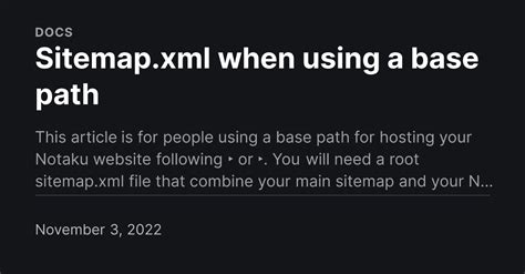 Sitemap Xml When Using A Base Path