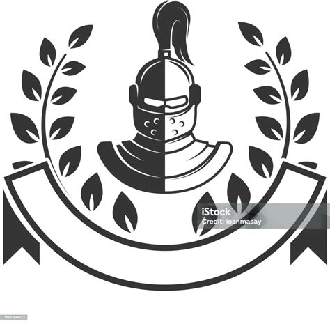 복고풍 스타일 나이트 헬멧 휘장 템플릿입니다 라벨 사인 디자인 요소입니다 The Crusades에 대한 스톡 벡터 아트 및 기타 이미지 The Crusades 강철