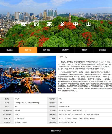 Html网页作业 Html网页设计我的家乡中山市主题web学生期末网页作业网页源码任海波的个人博客