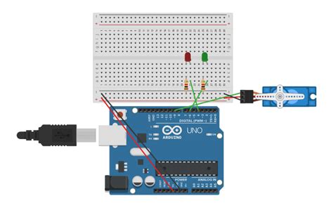 Circuit Design Servo Motor Con Led Tinkercad