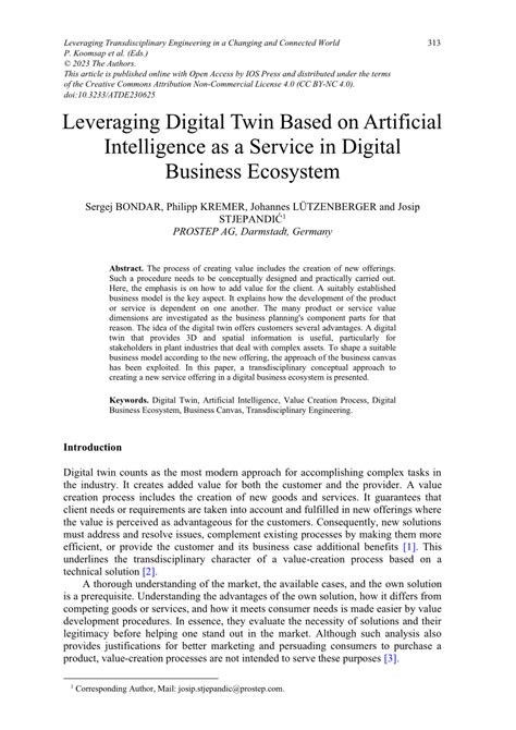 Pdf Leveraging Digital Twin Based On Artificial Intelligence As A Service In Digital Business