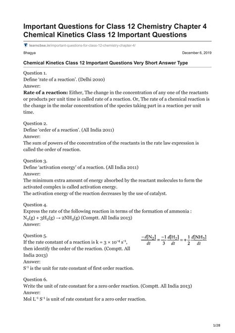 Learncbse In Important Questions For Class Chemistry Chap By Maker S Time Flipsnack
