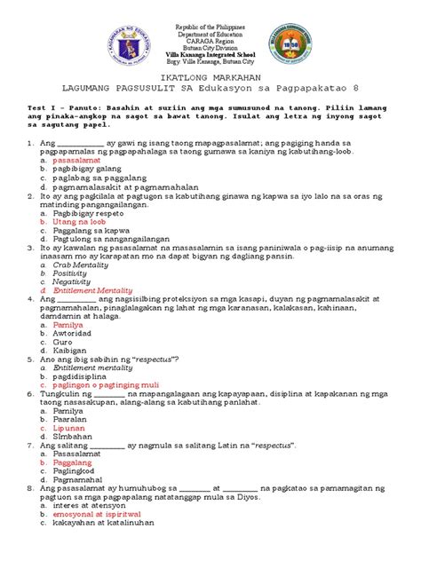 3rd Quarter Summative Test Esp8 Pdf