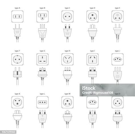 전기 콘센트 표지판 검은 얇은 선 아이콘 세트입니다 벡터 0명에 대한 스톡 벡터 아트 및 기타 이미지 0명 가정 생활 개념 Istock