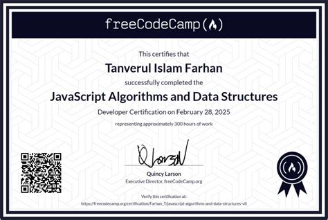 Earned My Javascript Certification From Freecodecamp Tanverul Islam Farhan Posted On The