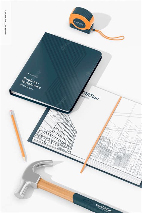 Premium Psd Engineer Notebooks Mockup High Angle View