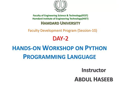 Python Programming Workshop Session 2 Ppt