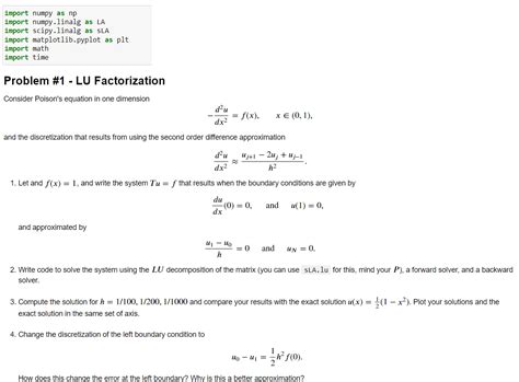 Solved Import Numpy As Np Import Numpylinalg As La Import