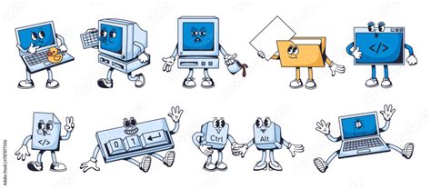 Computer Code Mascots Programming Characters Code File And Terminal Binary Keyboard Bug