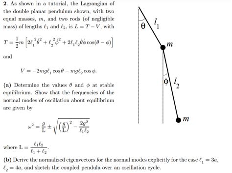 Solved 2 As Shown In A Tutorial The Lagrangian Of The