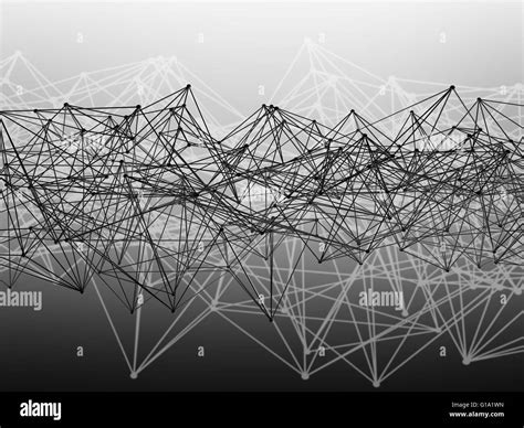 Abstract Futuristic Polygonal Structure And Wire Frame Lattice Mesh Monochrome 3d Render
