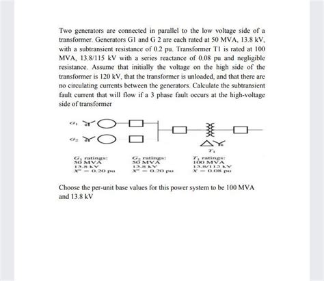 Solved Two Generators Are Connected In Parallel To The Low Chegg
