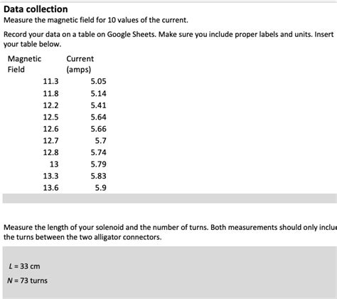 Solved Data Collection Measure The Magnetic Field For 10 Chegg Com