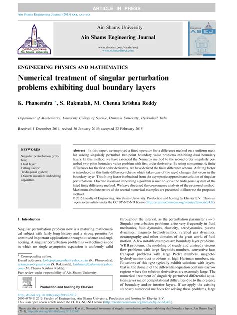 Pdf Numerical Treatment Of Singular Perturbation Problems Exhibiting