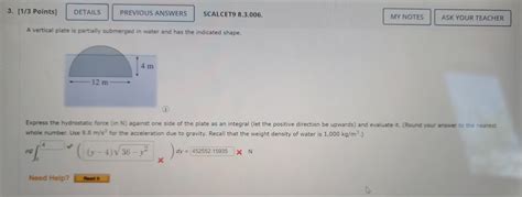A Vertical Plate Is Partially Submerged In Water And