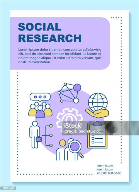사회 연구 포스터 템플릿 레이아웃입니다 사회 여론 조사 설문 조사 커뮤니티 분석 배너 소책자 선형 아이콘이있는 전단지 인쇄