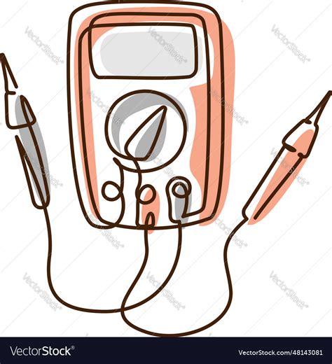 Digital Voltmeter Multimeter Isolated Thin Line Vector Image