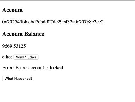 Web3js Error Account Is Locked Attempting To Send Ether From One