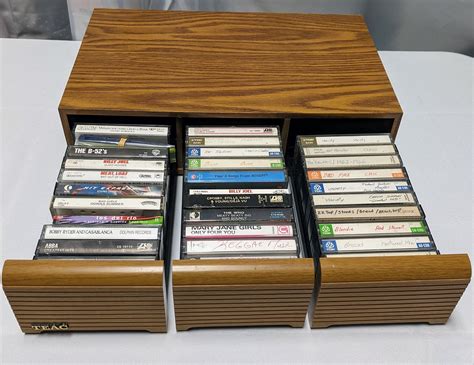 Vintage Teac Cassette Tape Storage Box With 32 Cassette Tapes 1797589