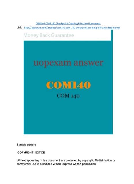 Com140 Com 140 Checkpoint Creating Effective Documentscom140 Com 140