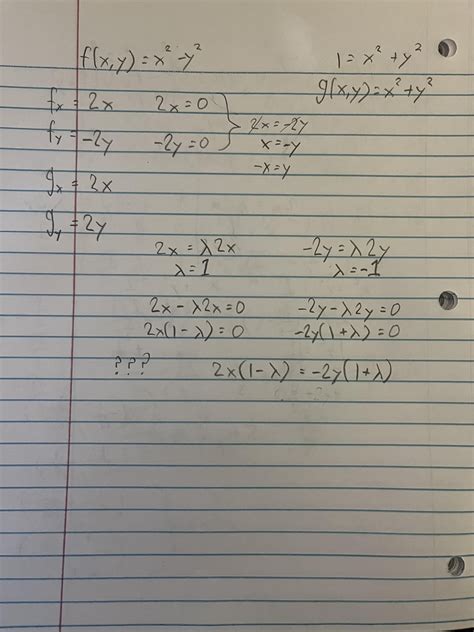 Calc 3 How To Get Xy As A Constraint Substitution Ike I Saw Someone